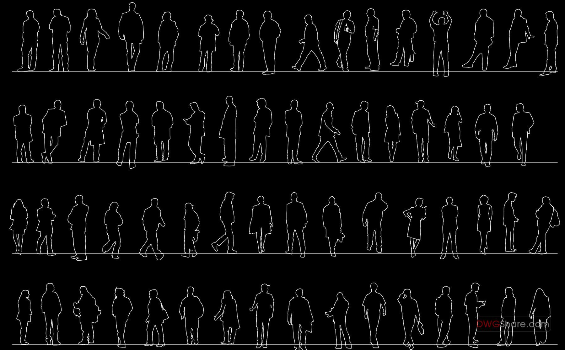 64.Blocks of different people free AutoCAD