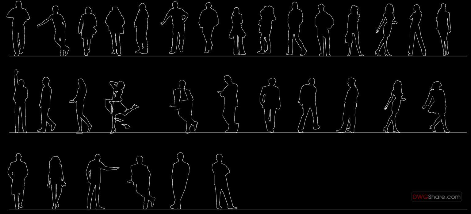 64.Blocks of different people free AutoCAD