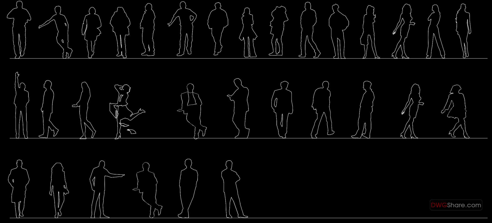 64.Blocks of different people free AutoCAD