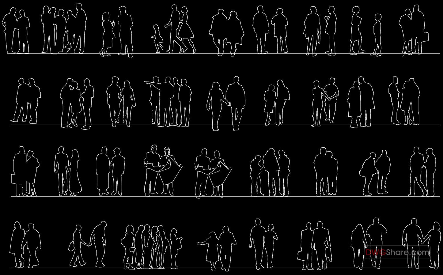 64.Blocks of different people free AutoCAD