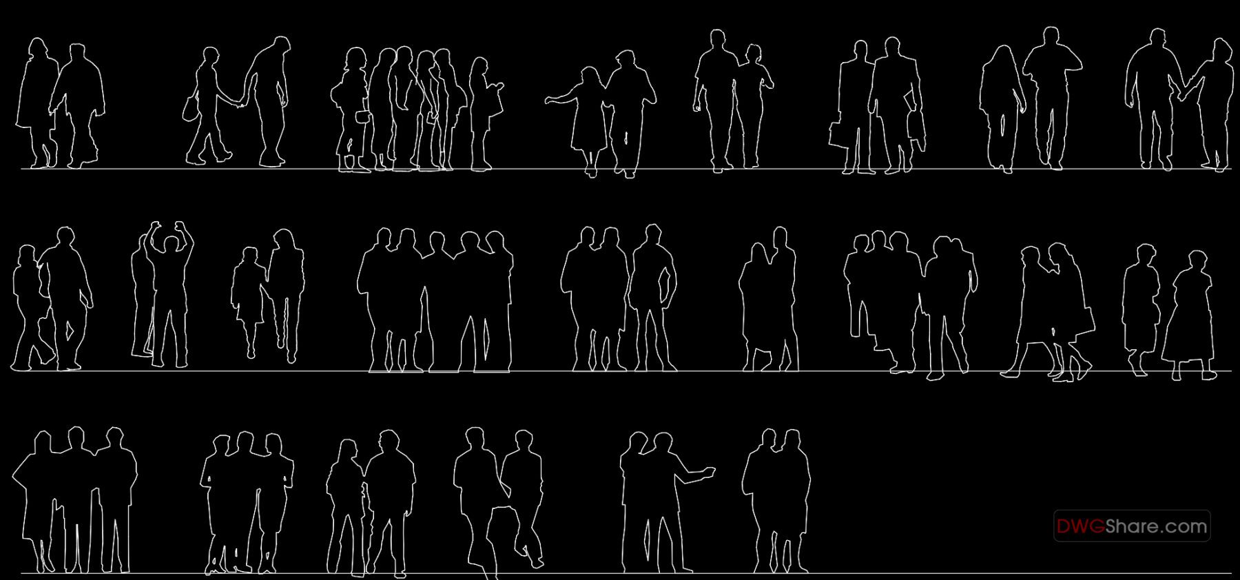 64.Blocks of different people free AutoCAD
