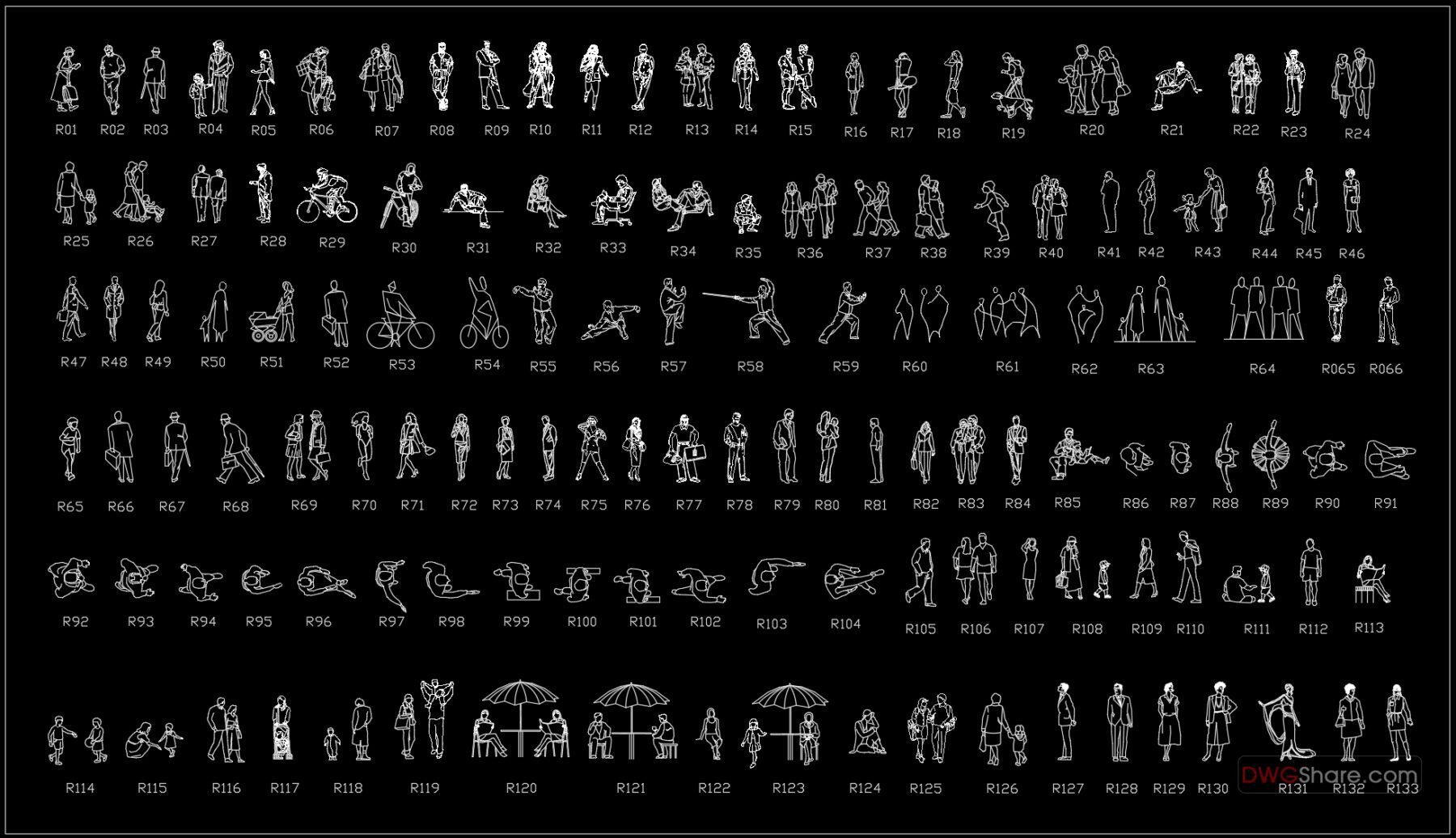 65.Set of people - people - children CAD blocks free download