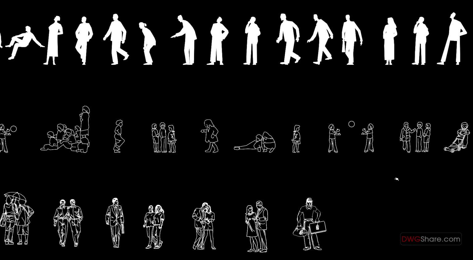 66.Blocks Of Different People Free AutoCAD