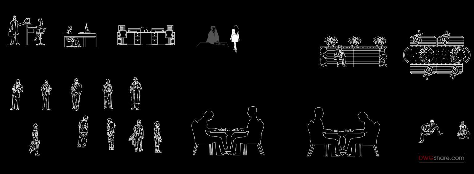 66.Blocks Of Different People Free AutoCAD