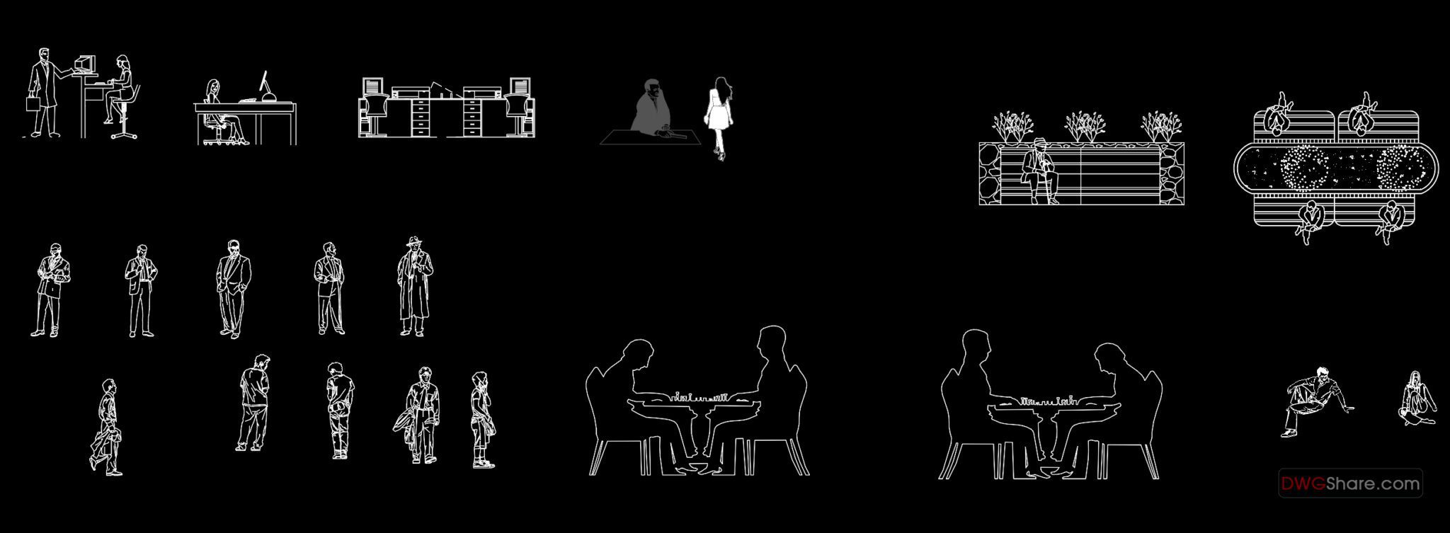 66.Blocks Of Different People Free AutoCAD