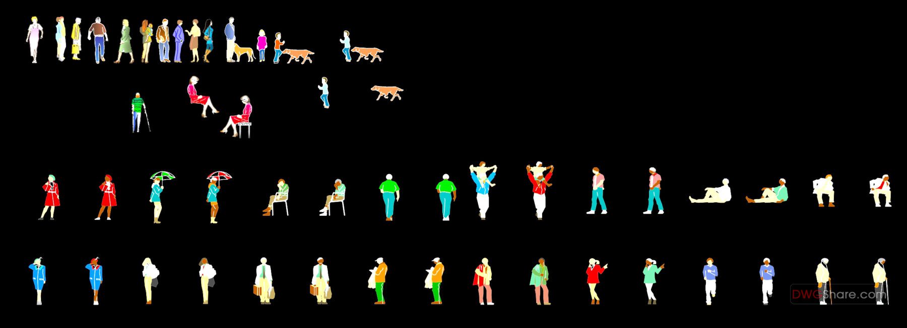 66.Blocks Of Different People Free AutoCAD