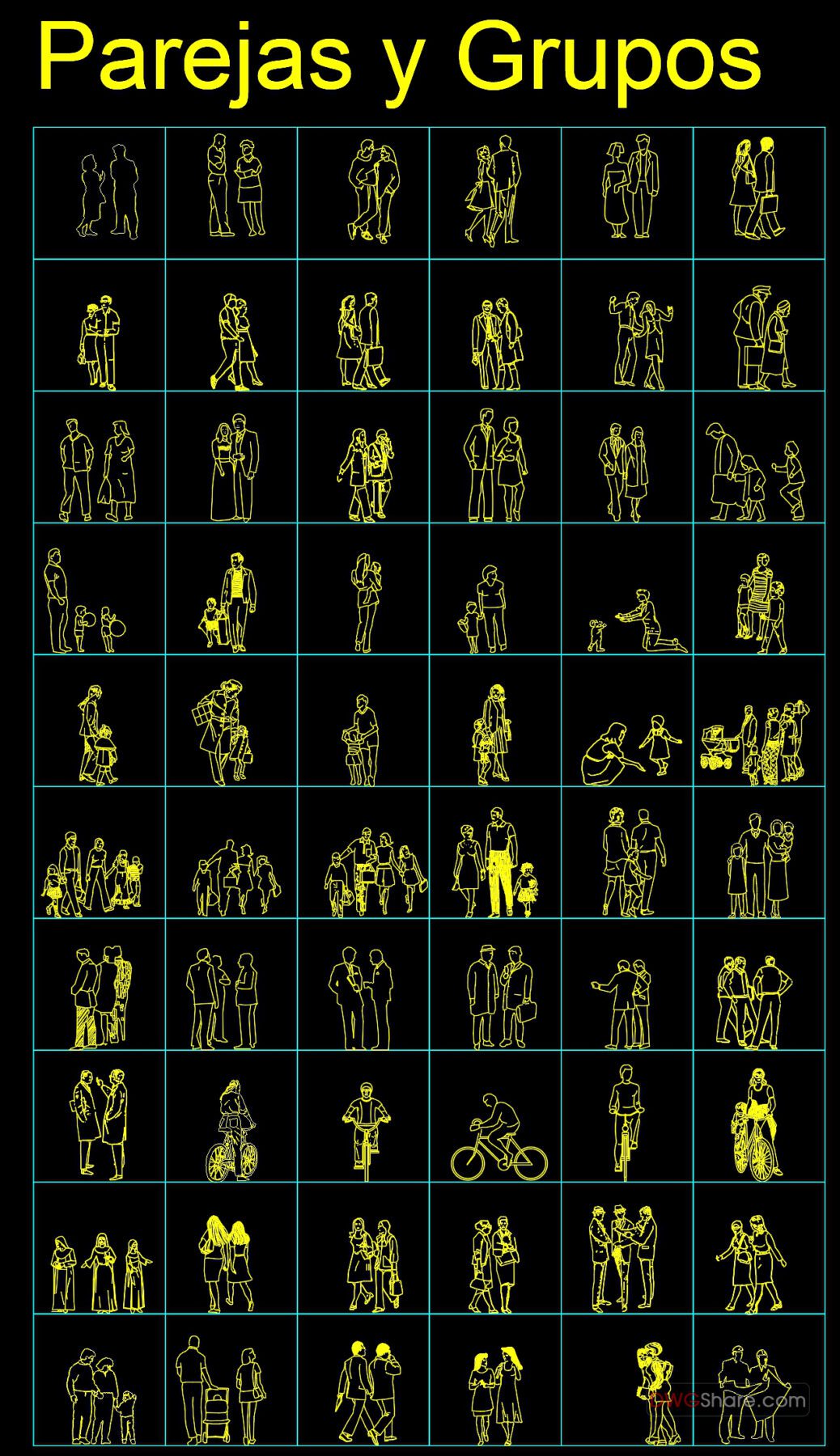 67.Blocks Of Different People Free AutoCAD