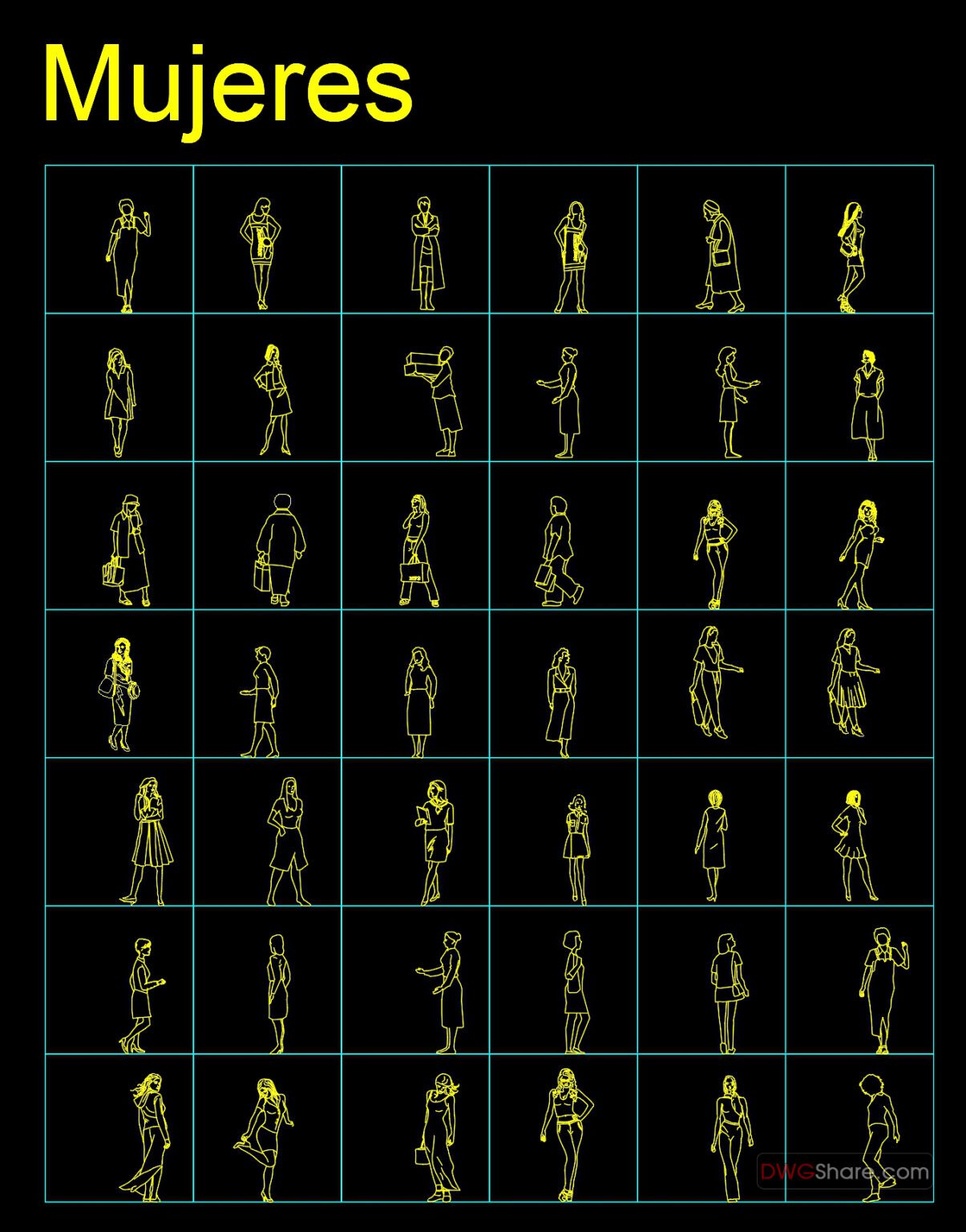 67.Blocks Of Different People Free AutoCAD