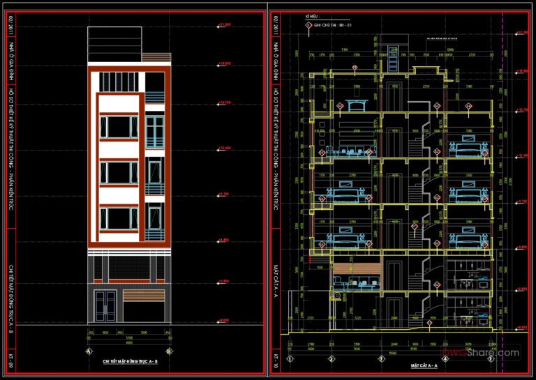 7-Story House a Complete Project AutoCAD File 6x10m