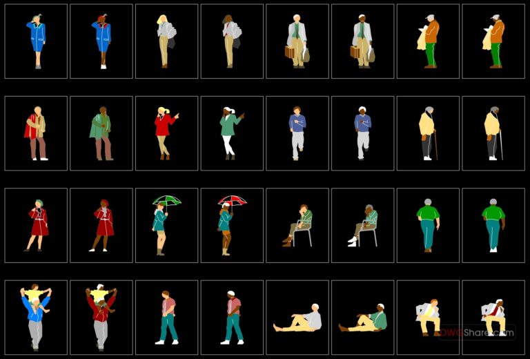 70.Blocks Of Different People Free AutoCAD