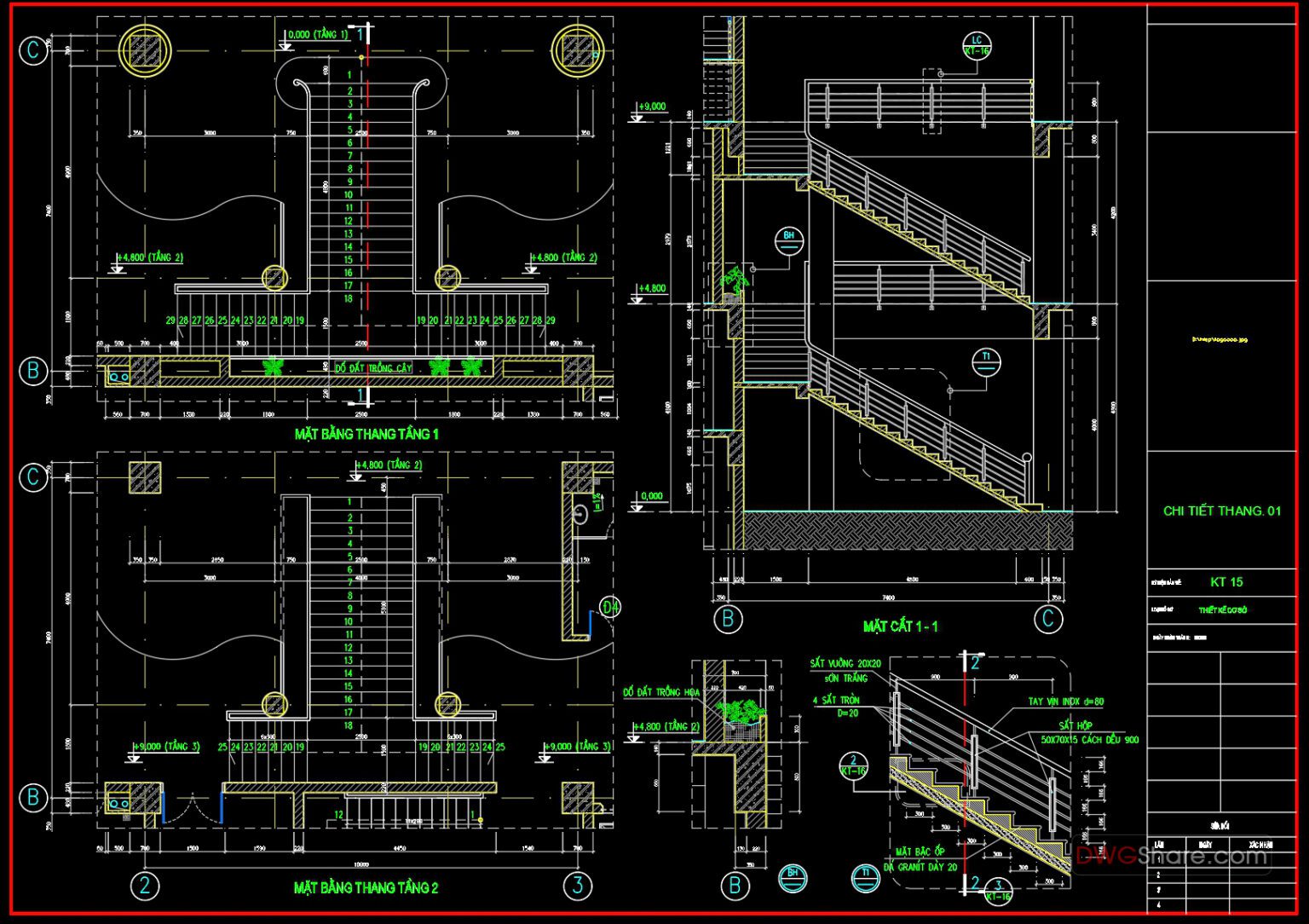 72.Detailed drawings of stairs in autocad file