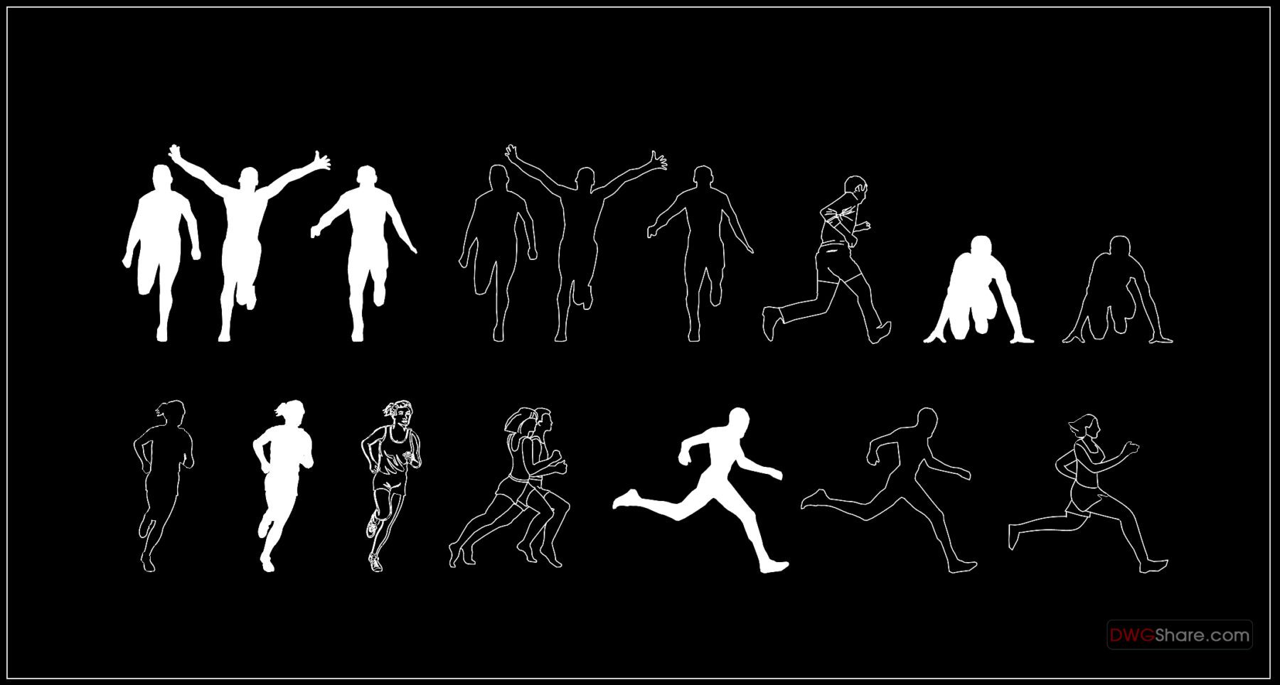 72.People Running Cads Blocks Free Dwg