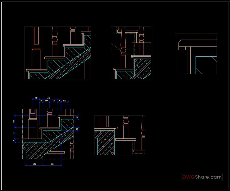 73.Detailed drawings of stairs in autocad file