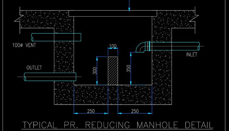 73.Typical PR Reducing Manhole Detail CAD Drawing DWG - Free Cad Blocks ...