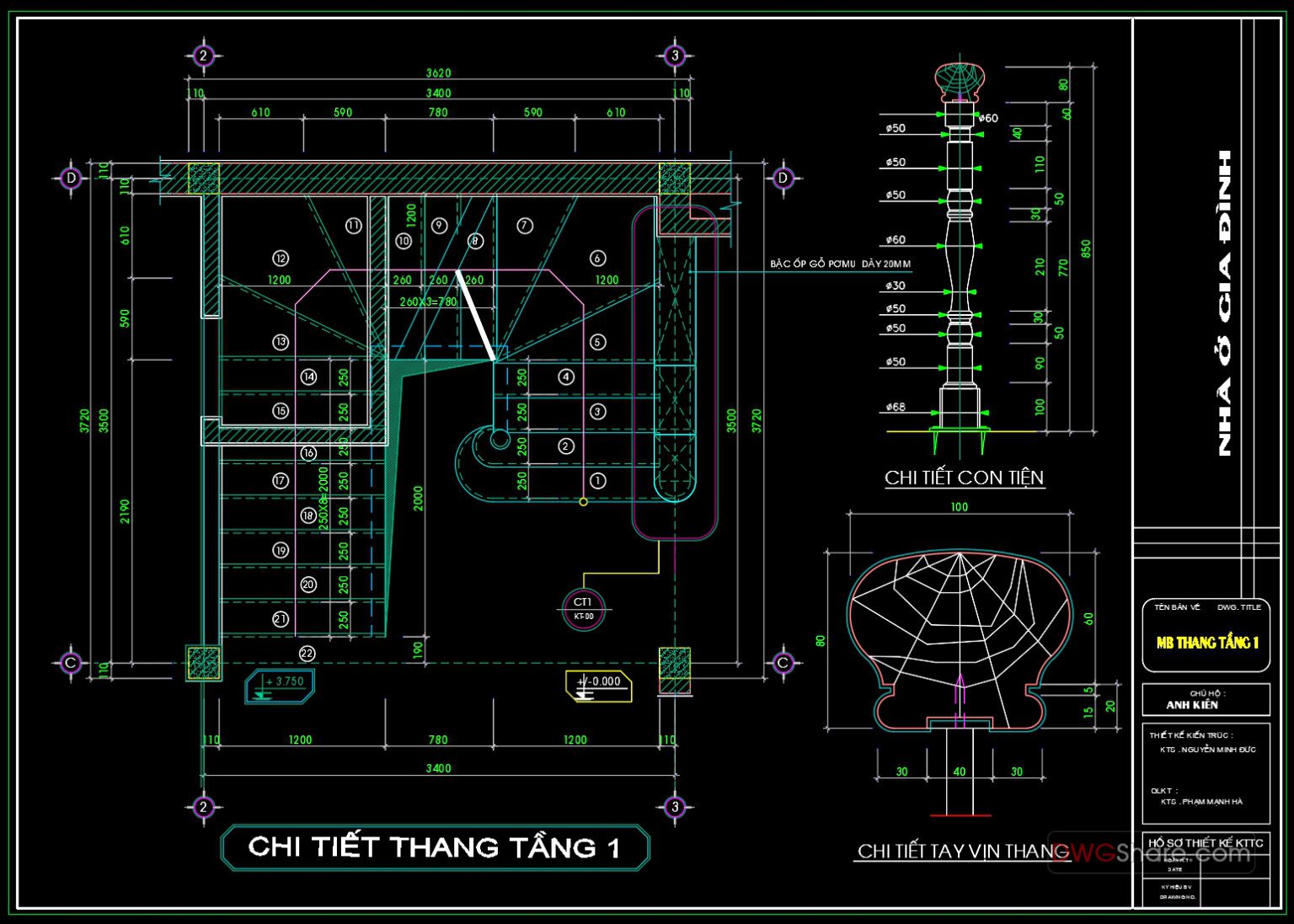 74.Detailed drawings of stairs in autocad file
