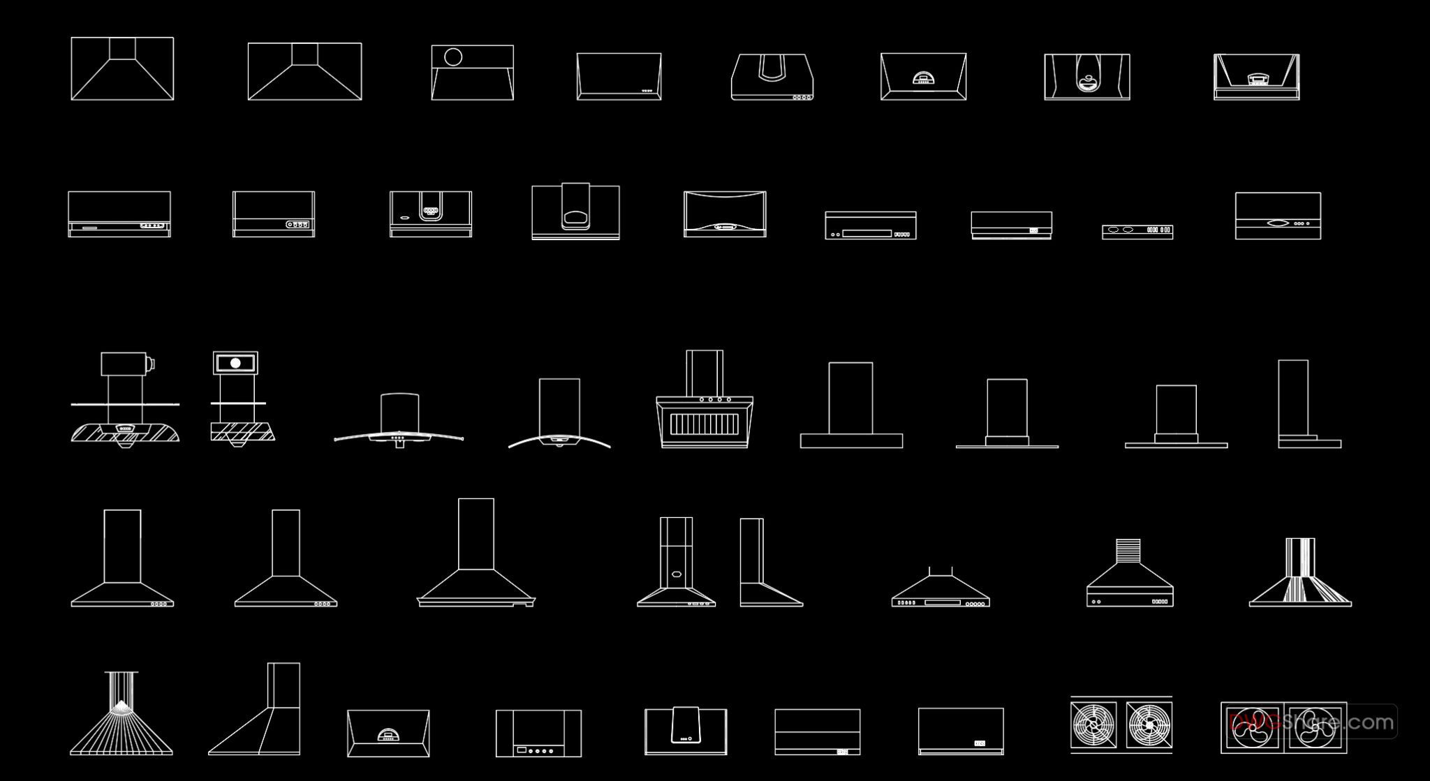 76.Range Hoods AutoCAD blocks free download