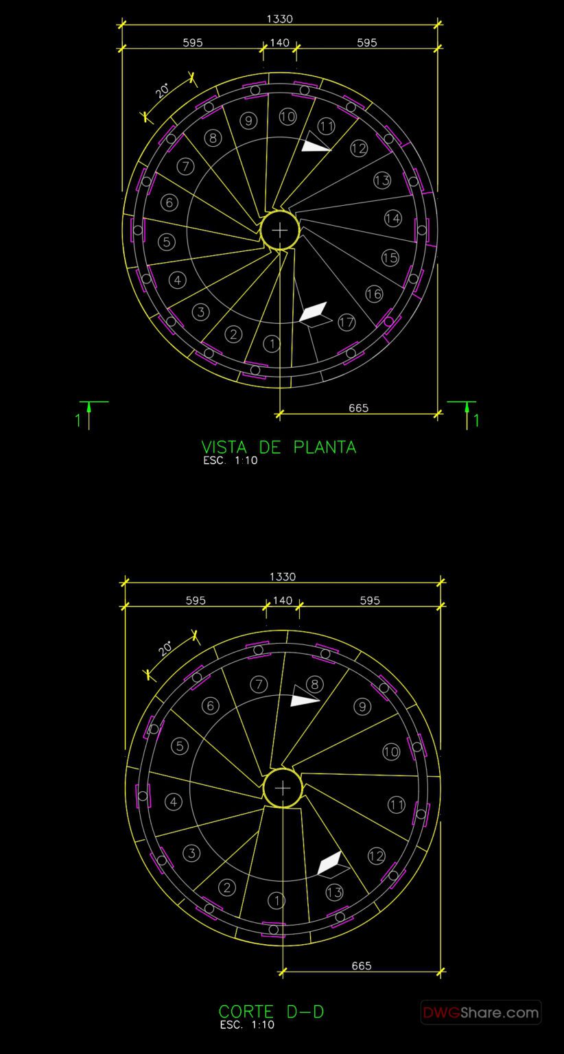 Free Download Spiral Staircase CAD Drawings with Sections and Details