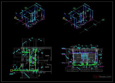 79.Toilet Sewer and Water Line Layout CAD Drawing DWG