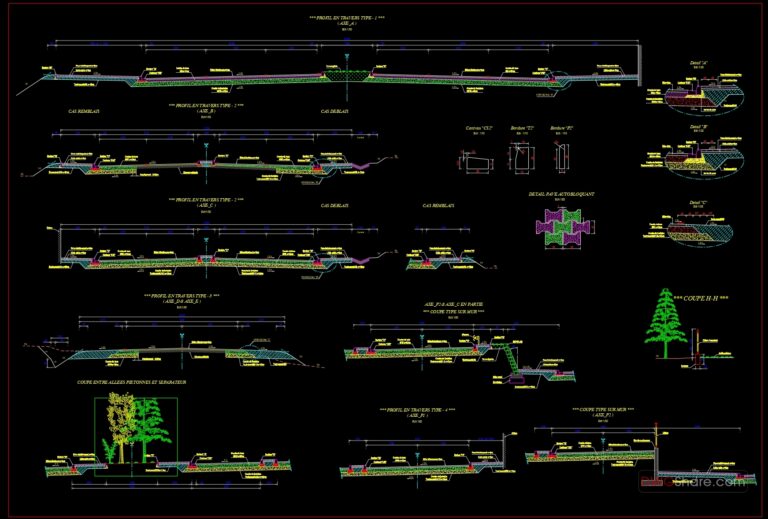 80.Autocad Drawing Of Urban Park Cross Sections Details For Free Download