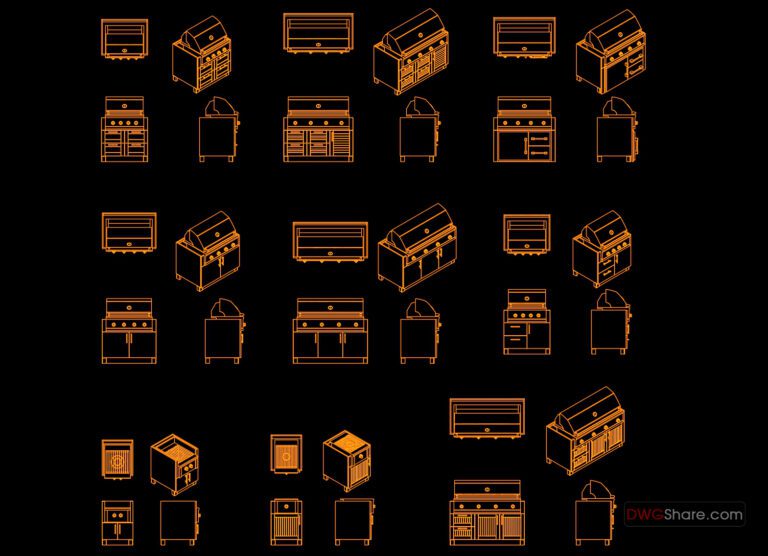 80.Gas Grill AutoCAD blocks free download
