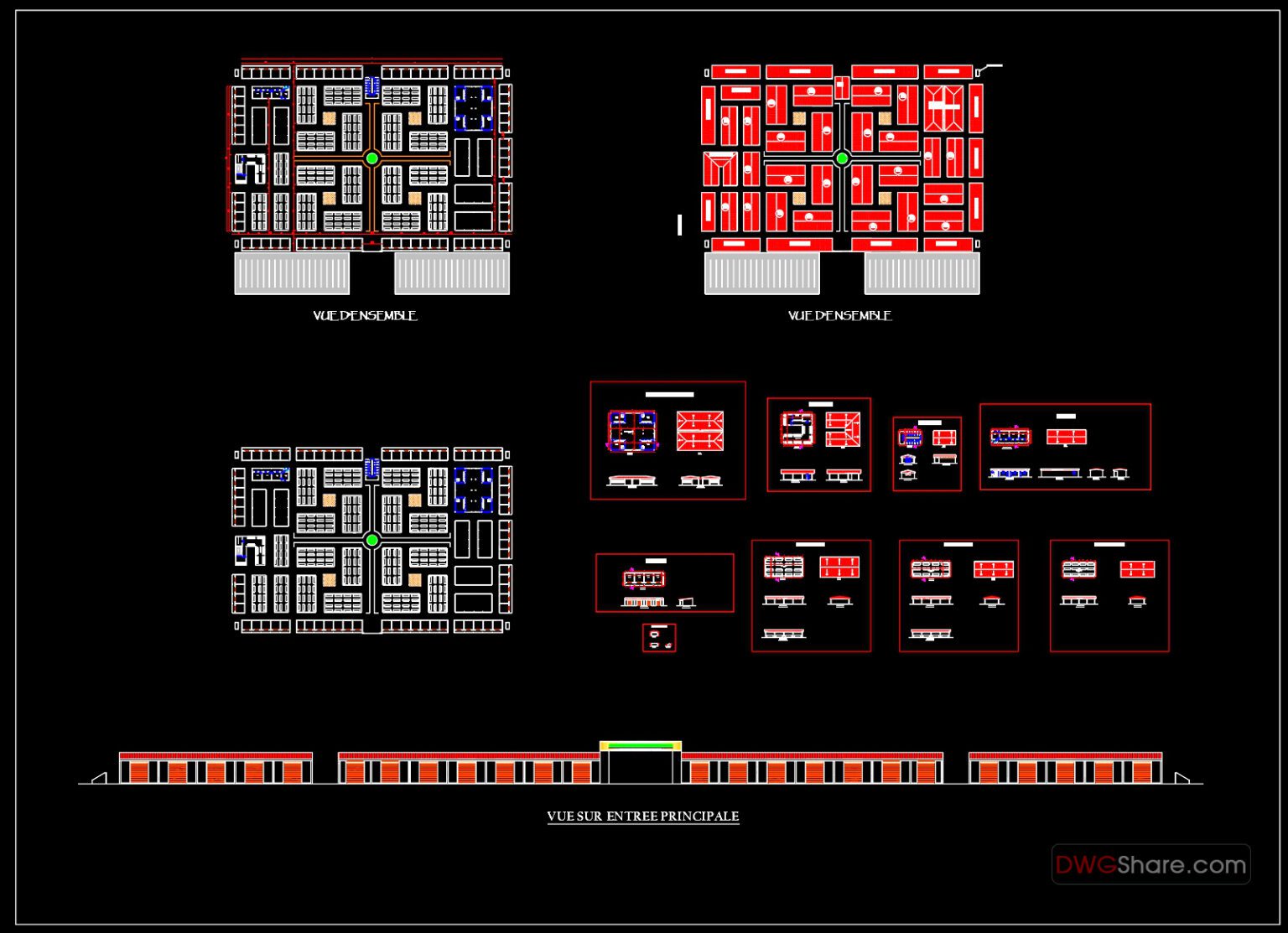 81.Autocad Drawing Of Hyper Market Site Plan and Elevations Details For ...