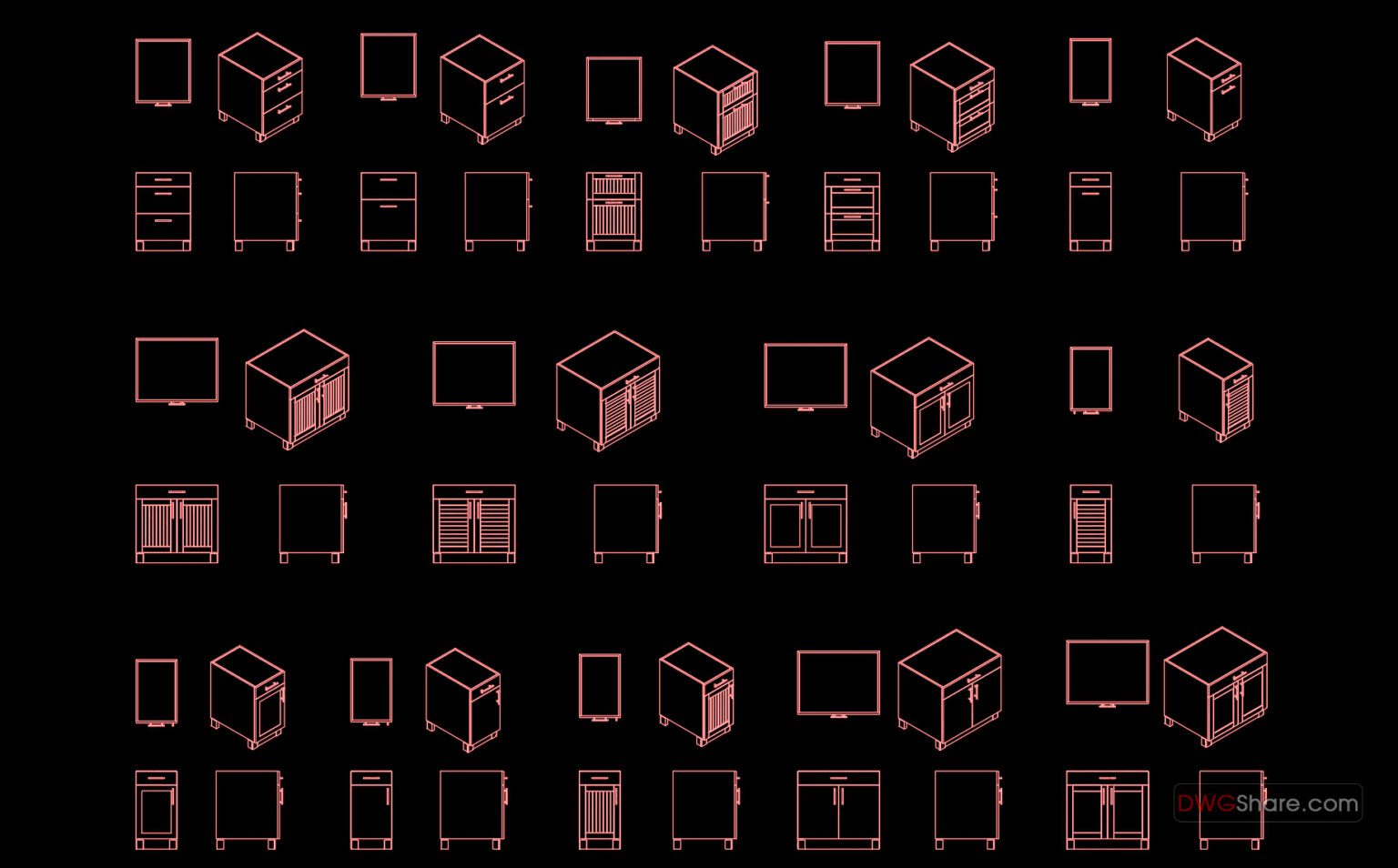 81.Drawer Cabinet AutoCAD blocks free download