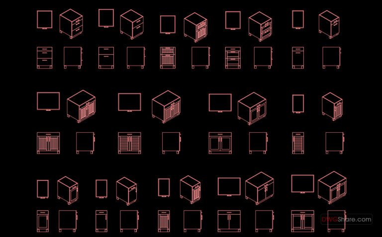 81.Drawer Cabinet AutoCAD blocks free download