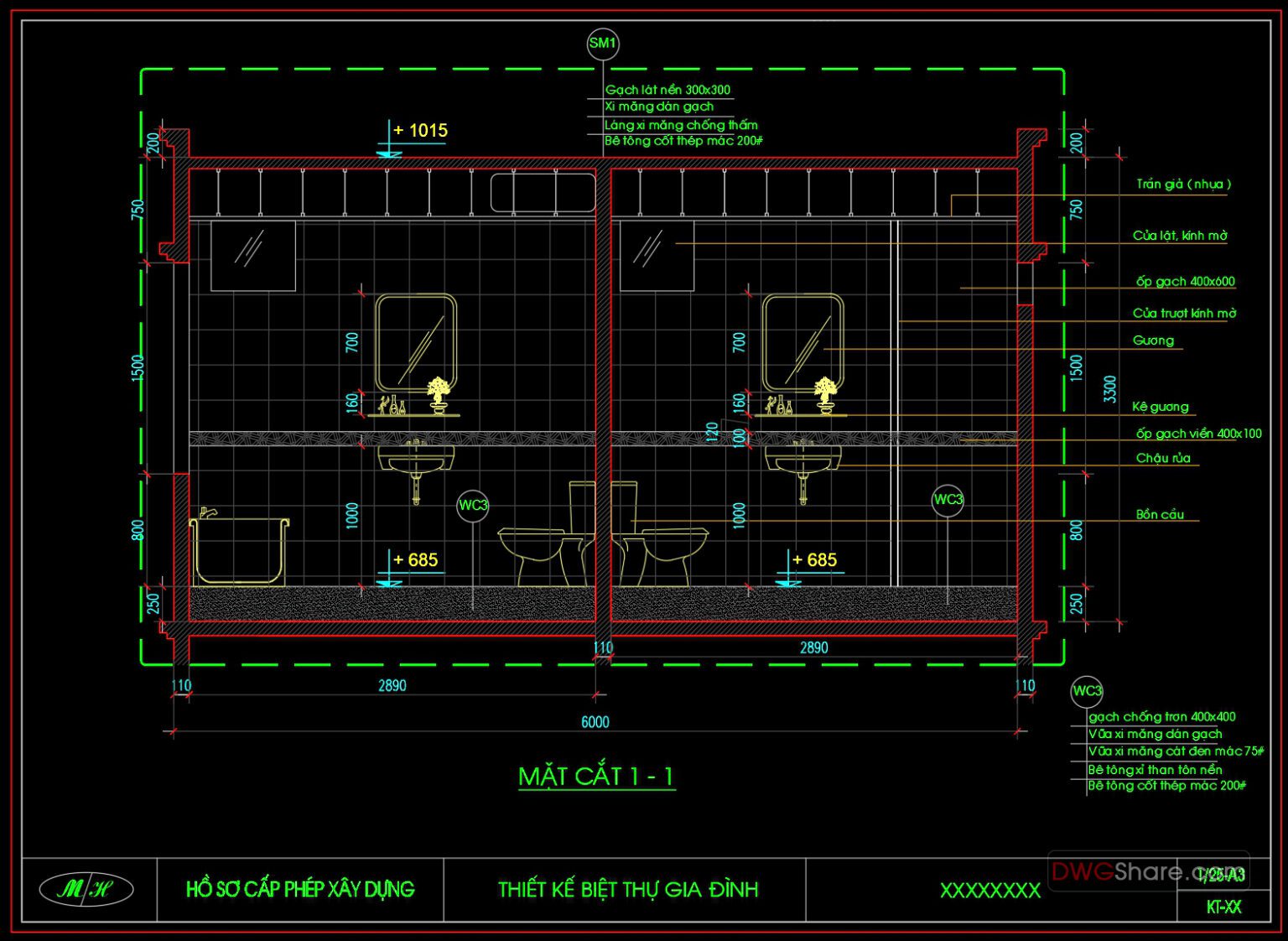 86.WC Layout Plan and elevations details AutoCAD drawing download