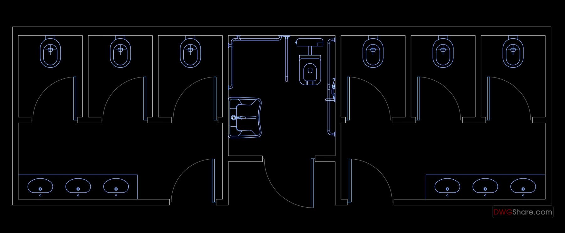 89.Public toilet AutoCAD drawing download