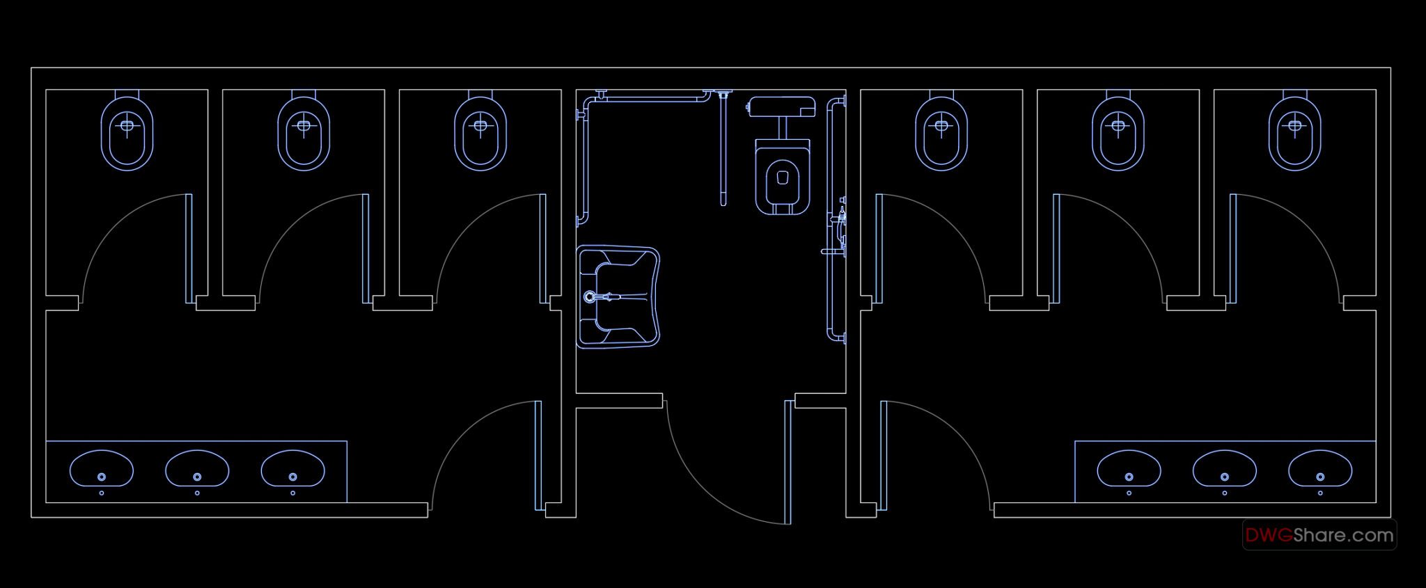 89.Public toilet AutoCAD drawing download