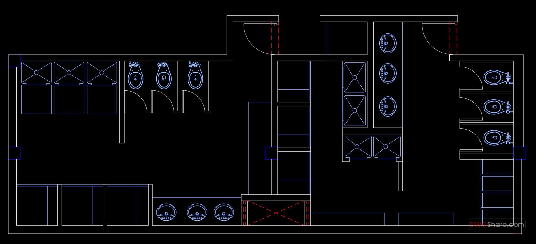89.Public toilet AutoCAD drawing download