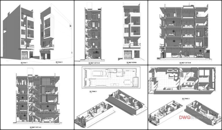 Modern 5-Story House Project PDF File Free Download 6x16.7m