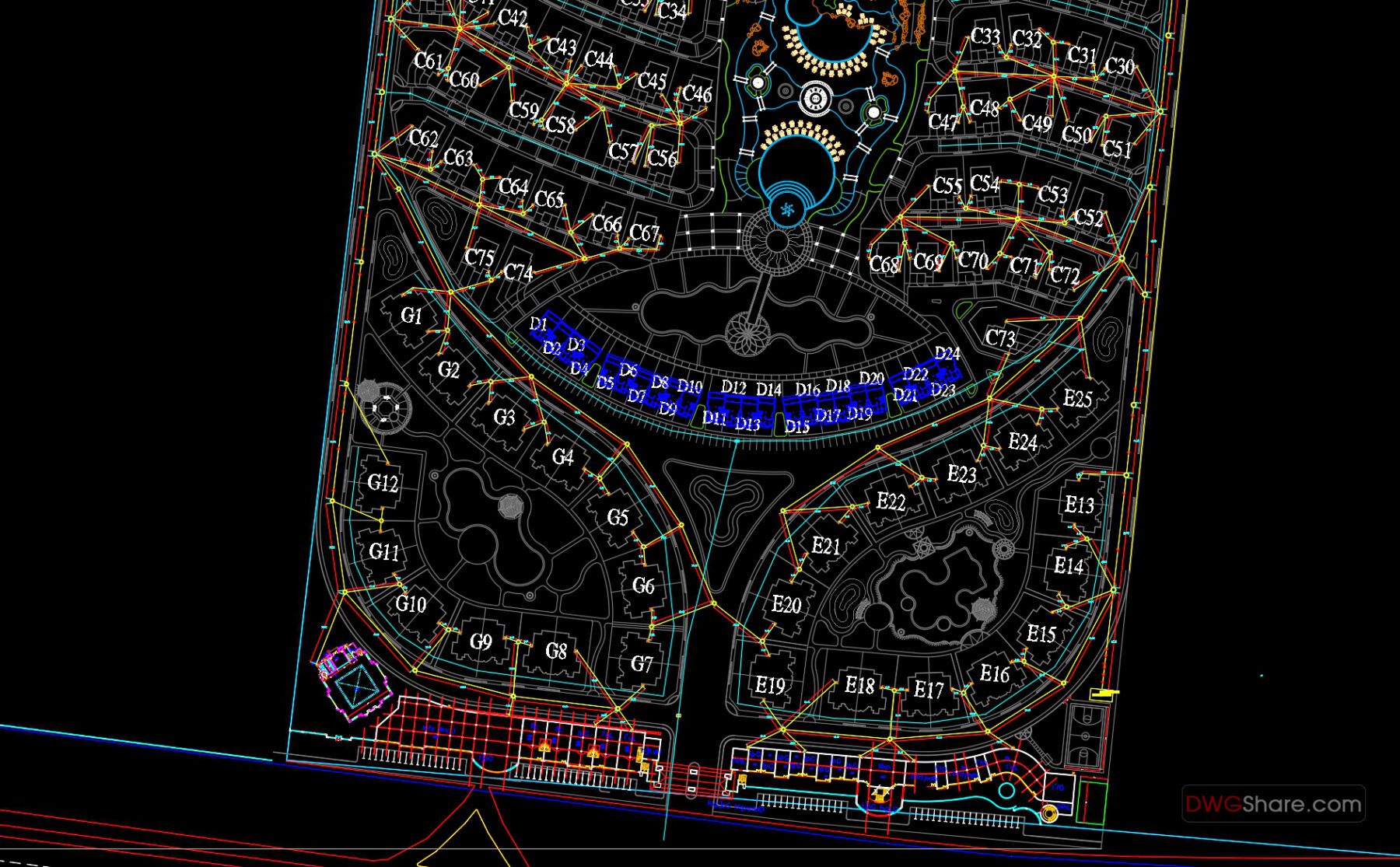 Rosana beach resort north coast Free AutoCAD drawings