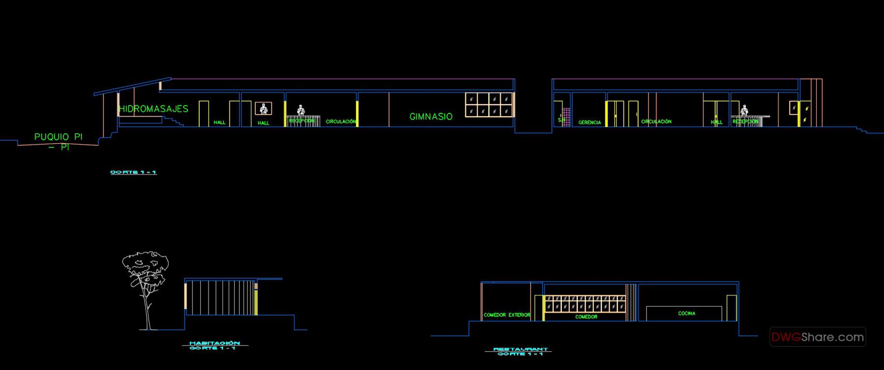 Sauna Hotel Plan AutoCAD File DWG
