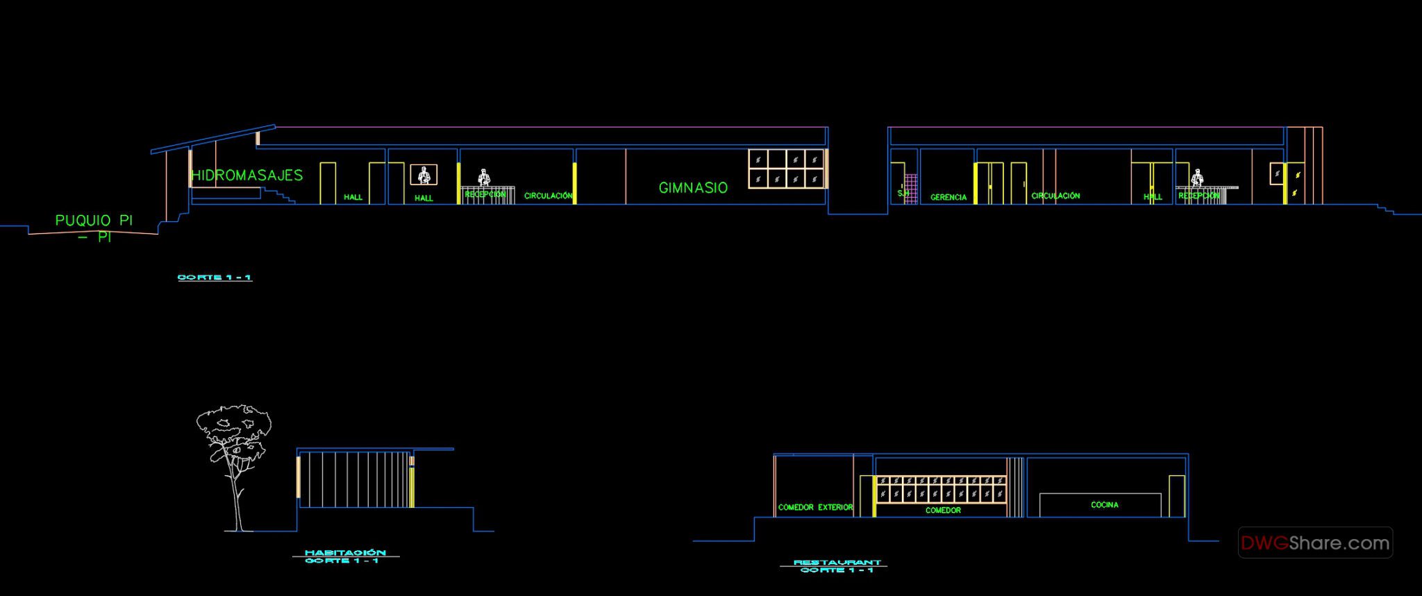Sauna Hotel Plan AutoCAD File DWG