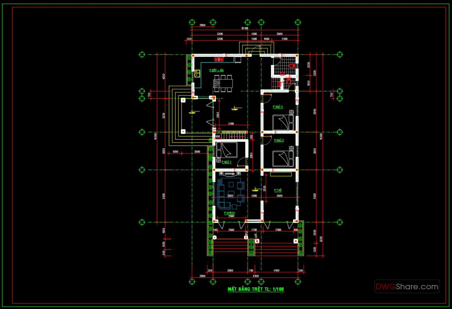 1-Story House Plans, Faces and Sections Details AutoCAD File 10x18m