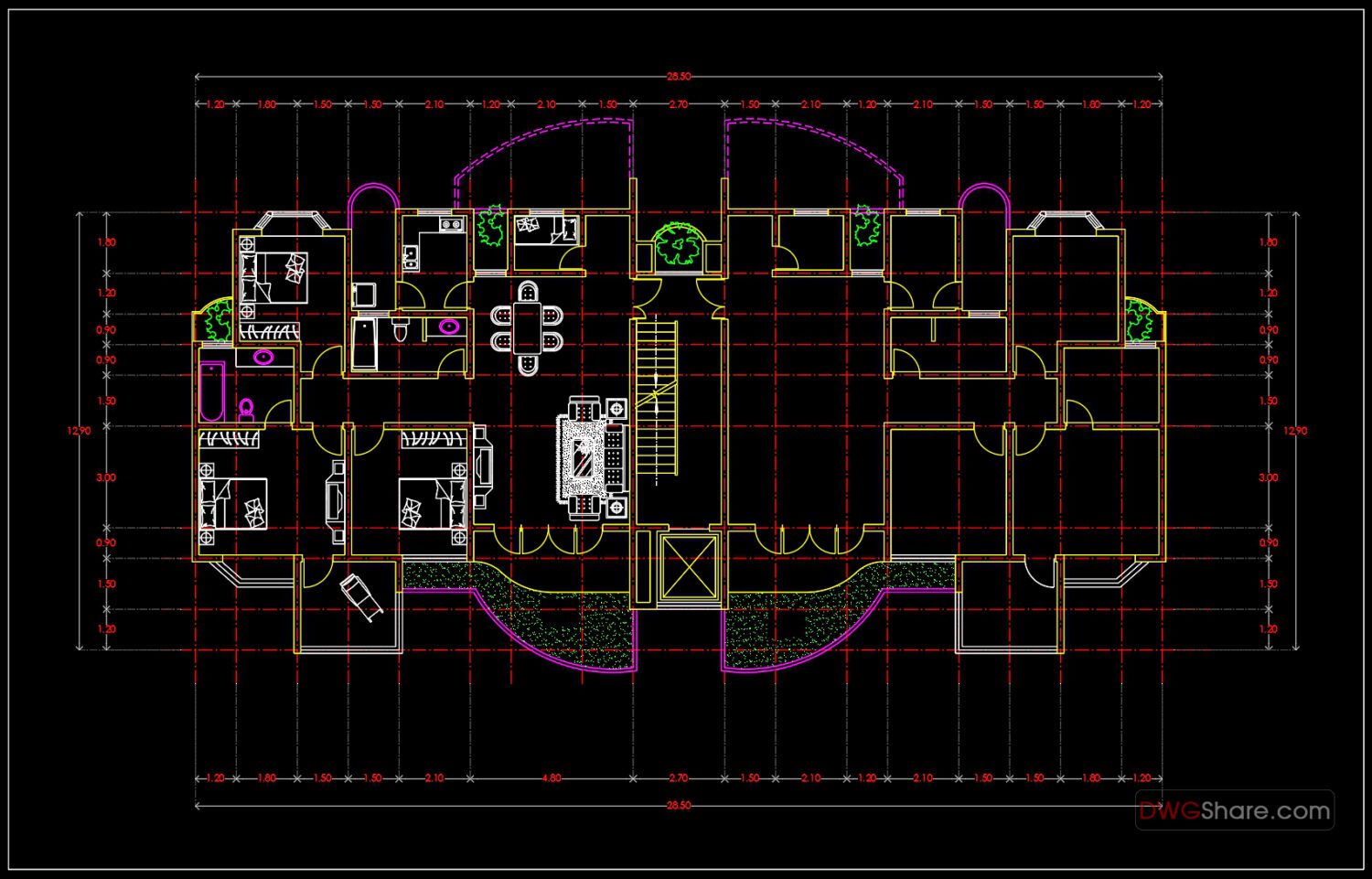 122.Apartment Plan AutoCAD File Free Download - Free Cad Blocks ...