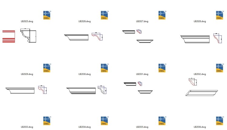 136.Autocad Drawing Of Cornices and molding For Download - Free Cad ...