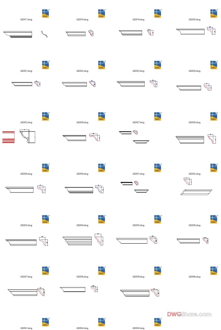 136.Autocad Drawing Of Cornices and molding For Download