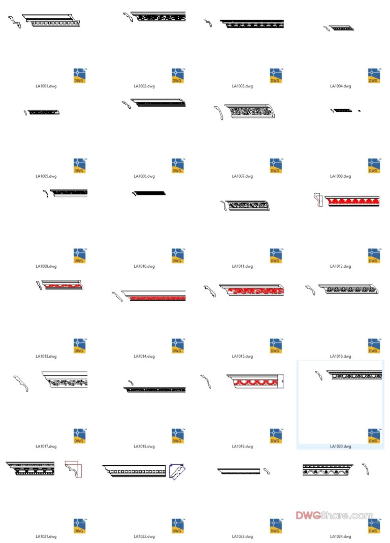 137.Autocad Drawing Of Cornices and molding For Download