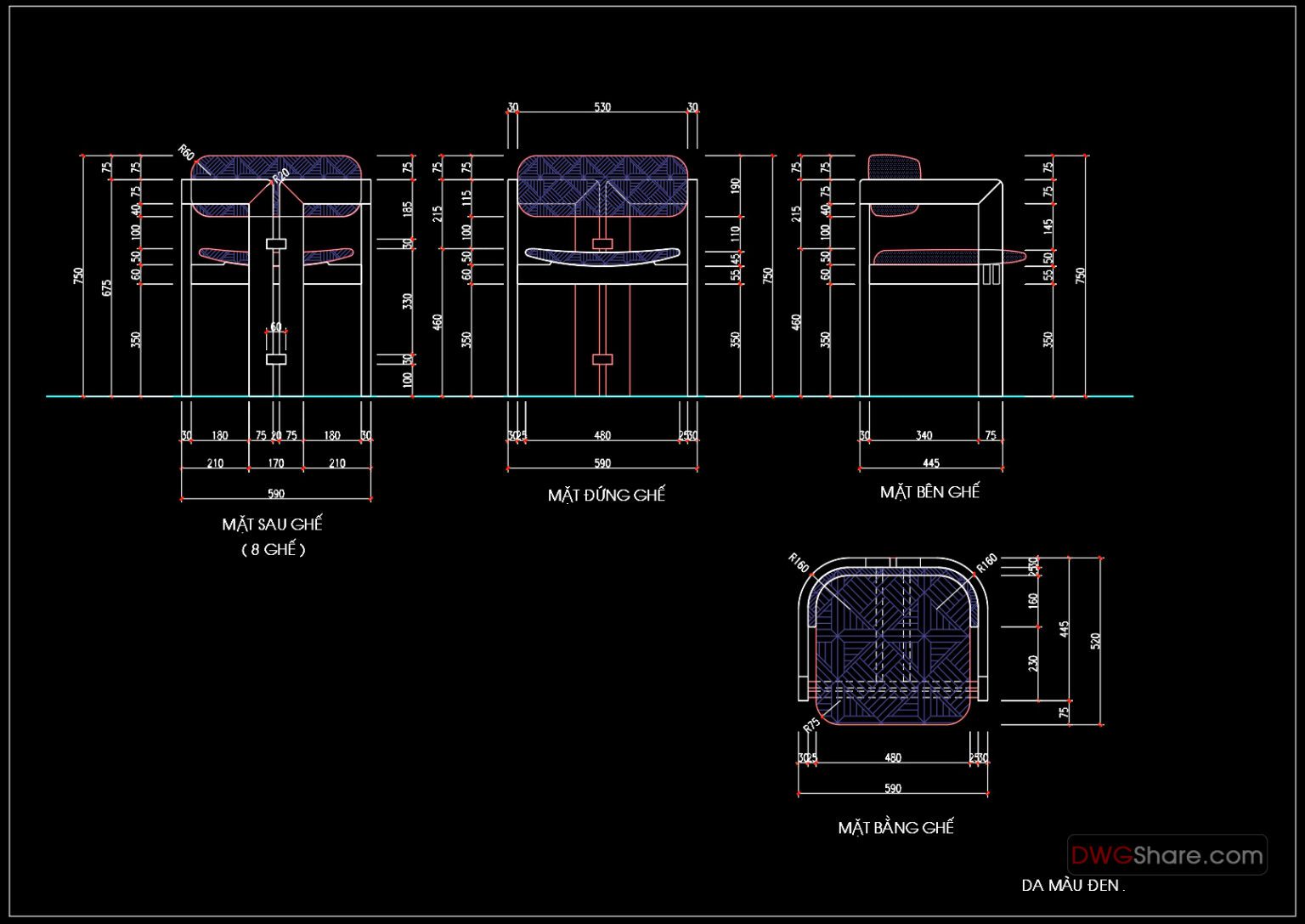 189.Walnut Chairs Cad Blocks free download