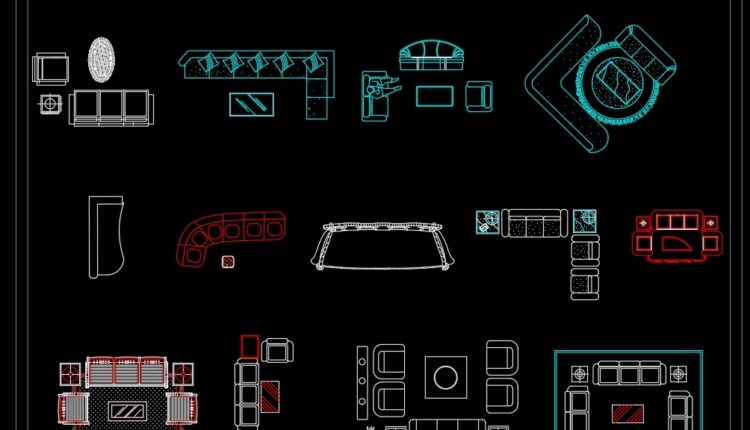 191.CAD Blocks Furniture for Living room - Free Cad Blocks, download ...
