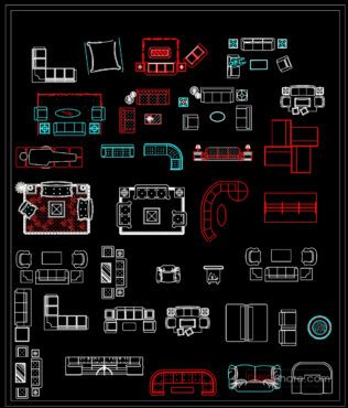 192.CAD Blocks Furniture for Living room