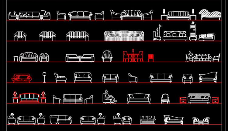 194.CAD Blocks Furniture for Living room - Free Cad Blocks, download ...