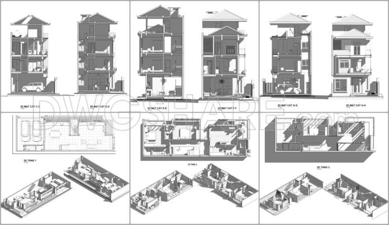 3-Story House A Complete Project PDF File 7.1×23m
