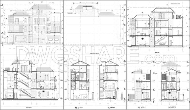3-Story House A Complete Project PDF File 7.1×23m