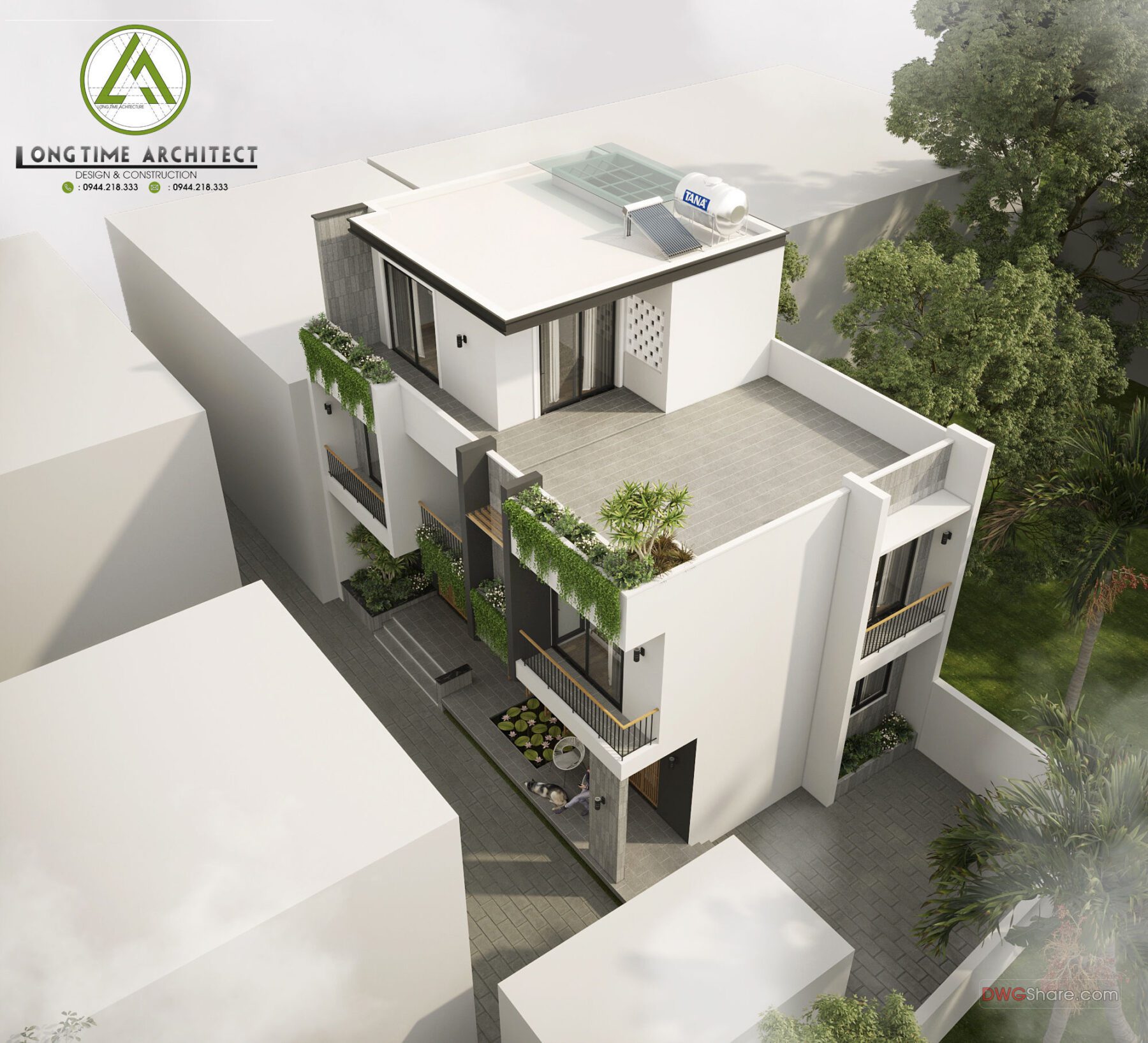 3-Story House a Complete Project AutoCAD File 8.7x12.5m