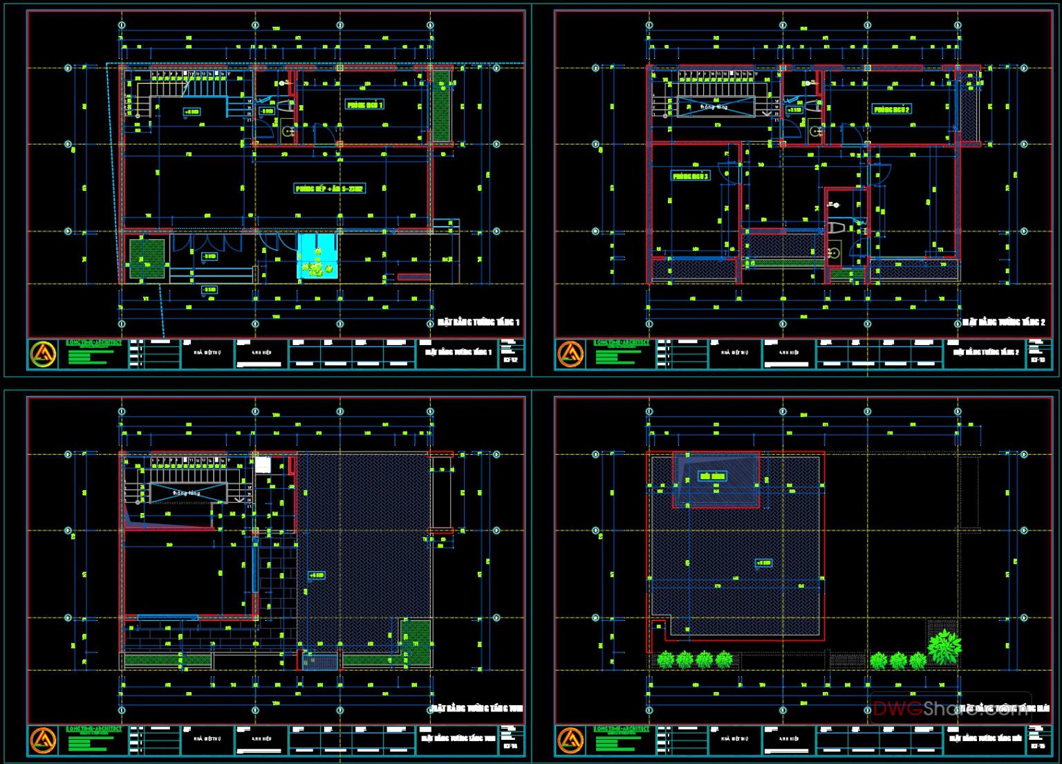 3-Story House a Complete Project AutoCAD File 8.7x12.5m