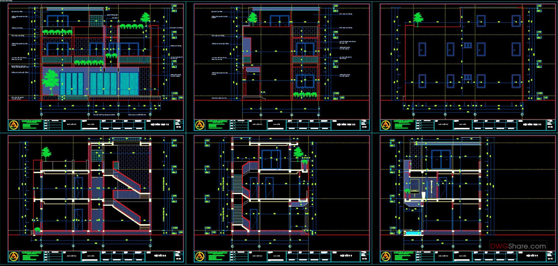 3-Story House a Complete Project AutoCAD File 8.7x12.5m