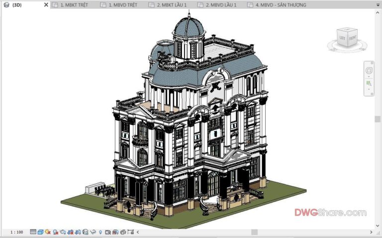 4-Stories Classic Villa Complete Project Revit File 18x21m